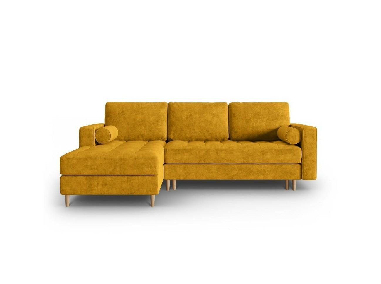 Narożnik z funkcją spania Gobi Yellow Structured Fabric lewostronny ...